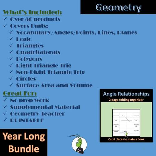 Geometry Full Year Printable Bundle | Projects | Task cards | Graphic ...