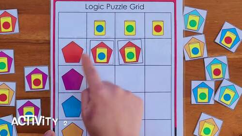 Kindergarten Activity Logic Puzzle Shapes Pattern Matching Game Problem ...
