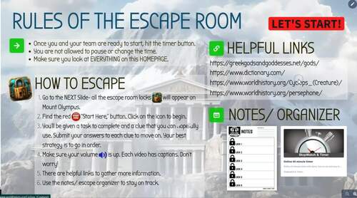 Greek Mythology, Digital Escape Room, Greek Gods and Goddesses, The ...