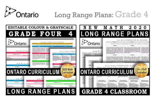 Ontario Long Range Plans Grade 4 EDITABLE Month By Month 215 PAGES SALE