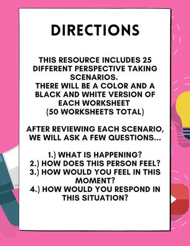 Pragmatic Language Perspective Taking Worksheets for Older Students