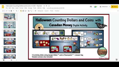 Halloween Counting Canadian Money Digital Activity by All in a Teacup