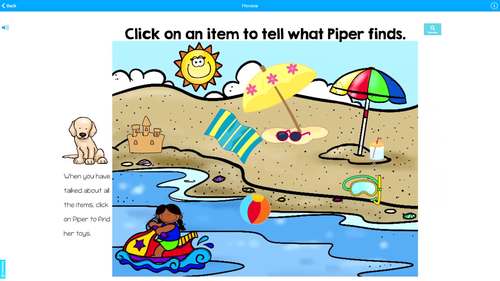 Interactive Book Piper Goes to the Beach Boom Cards™️ | Speech Therapy