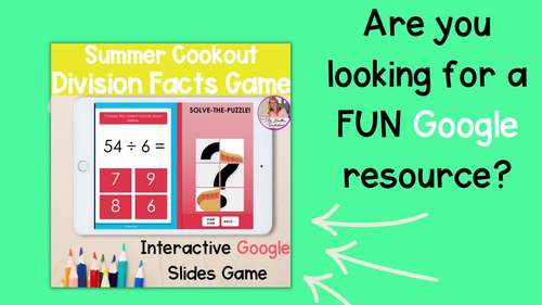 Division Facts Google Slides Game | Summer Cookout Themed | Math Facts