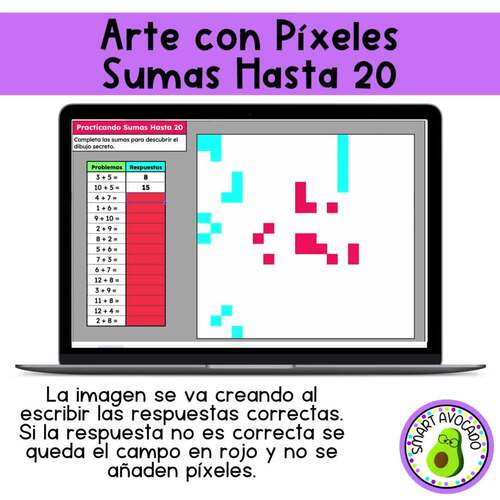 Centro de Matemáticas Sumas Hasta el 20 Pixel Art, Taks Cards y Hoja de ...