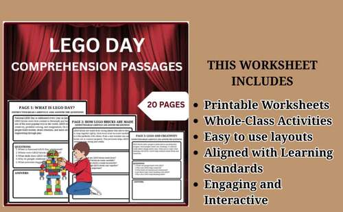 LEGO DAY | 20 READING PASSAGES WITH ANSWER KEYS| GRADE 3-8| by ...
