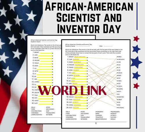 African-American Scientist and Inventor Day Word Link Worksheets with ...