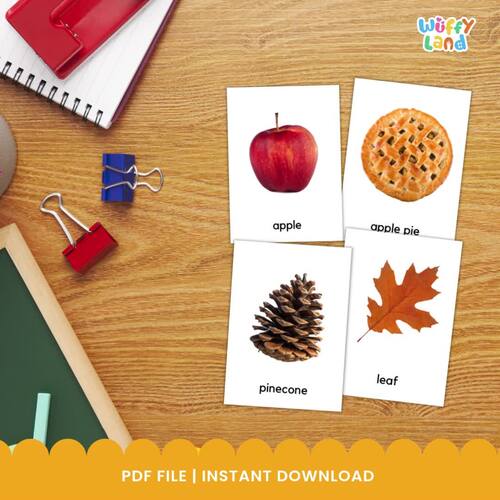 Fall Vocabulary Flashcards – Autumn Themed Word Cards for Kids by Wuffyland