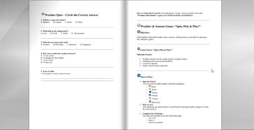 Weather and Seasons Science pack|Worksheet + Quiz + Game+Exit Cards| (K ...