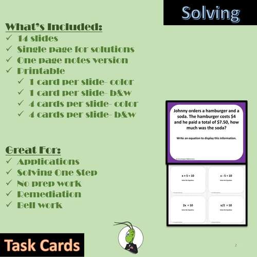 Solving One Step Equations with Real Life Scenarios Notes | TPT