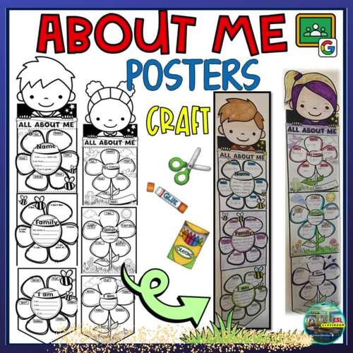 All About Me FLOWERS Poster Banners Craftivity/DIGITAL by ESL Classroom