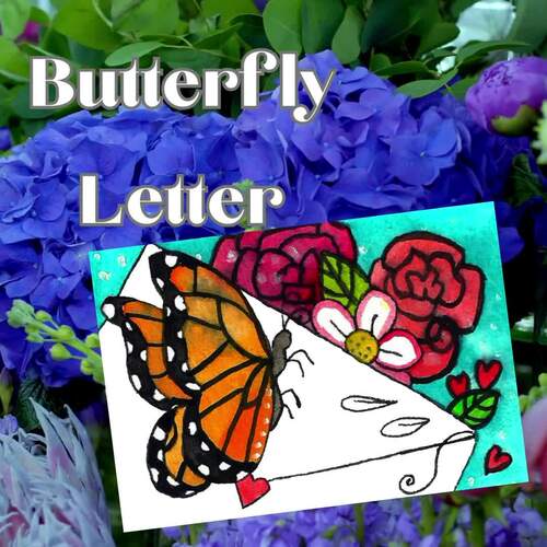 Butterfly Letter Watercolor Valentine's Day Clip Art, Classroom Decor