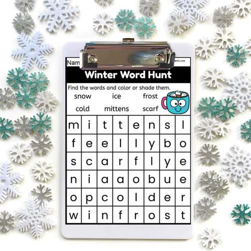Winter Word Puzzles Activities by Subbing With A Smile and Love | TPT