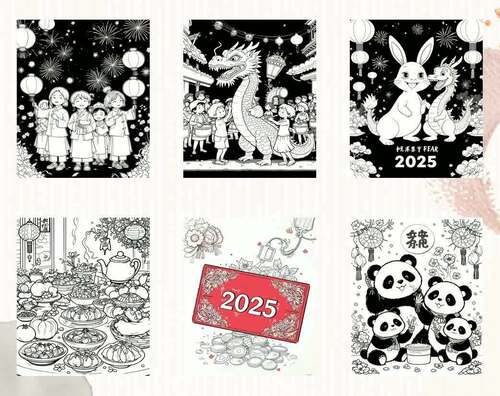 Lunar New Year 2025 Coloring Pages for Kids by Colorful Creations Hub