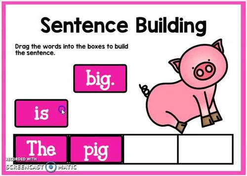 Short I CVC Sentence Building Boom Cards - Sentence Building Game