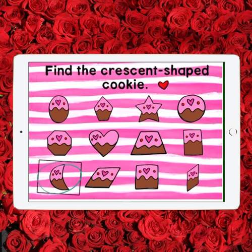 Find the Valentine Shapes | BOOM CARDS with audio | CRESCENT | TPT