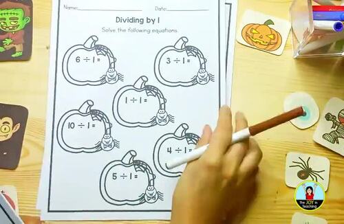 Halloween Division Worksheet by The Joy in Teaching | TPT