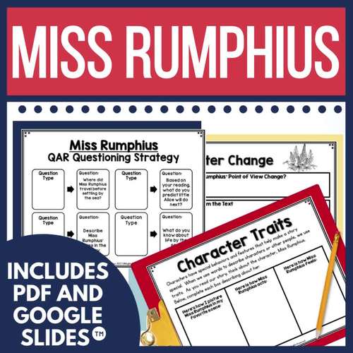 Miss Rumphius Book Study Activities for Reading Writing and Earth Day