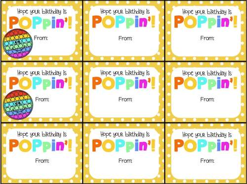 Pop It / Push Pop Fidget Toy Birthday Gift Tag (Hope your birthday is ...