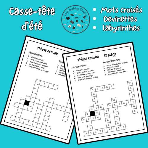 Casse-tête d'été : Mots croisés, Devinette & labyrinthes by PopTeaching ...