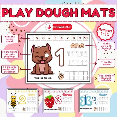 Counting and Numbers Play Dough Mats | Toddler Activity 1-10 | Fine ...