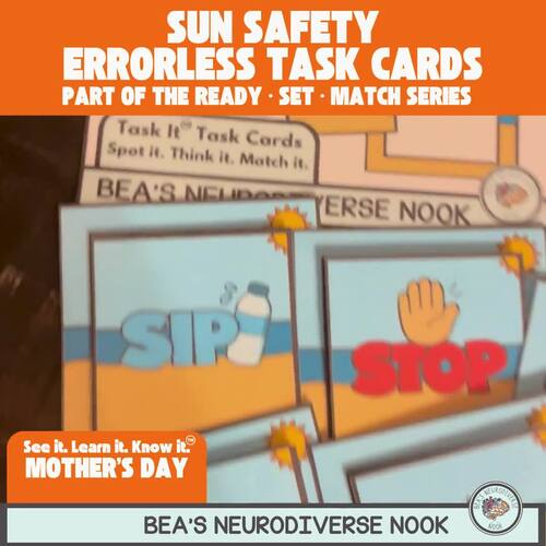 Sun Safety Task Cards Autism | Errorless Life Skills Activities SPED