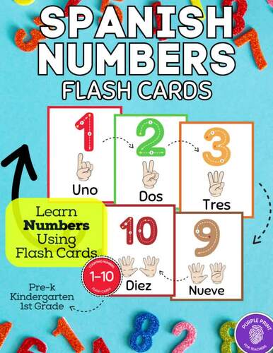 Spanish 1-10 Numbers Flash Cards: Learn Numbers and Practice Counting
