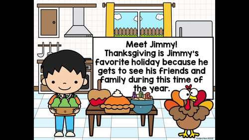 Thanksgiving Fun Game Math and Literacy for Google Slides Kindergarten