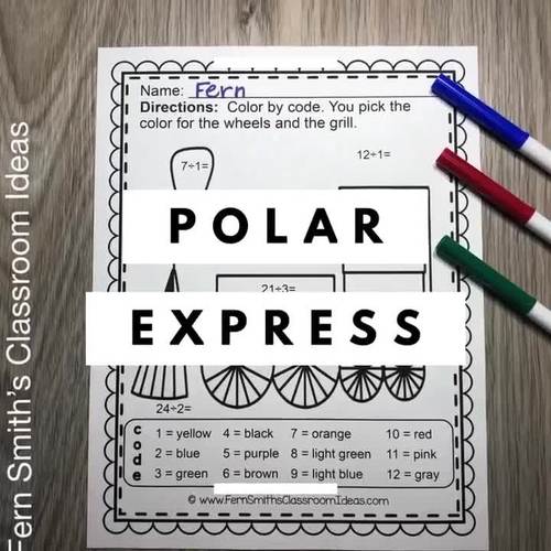 Polar Express Color By Number Multiplication and Division | TPT