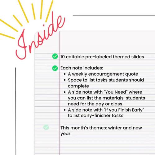 Daily Agenda Slides - Editable Google Slides™ Template for January #2goal24