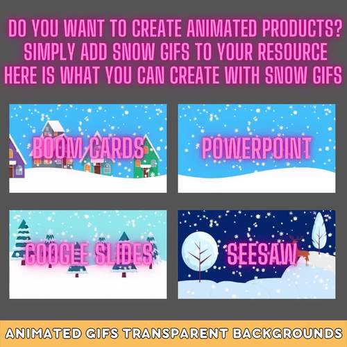 Snow Clip Art for Boom Cards™ and Google Slides™ | amimated gifs