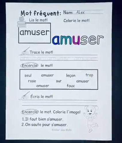 Mots fréquents 2e année, Sight Words, Word of the day (1) by Atelier ...