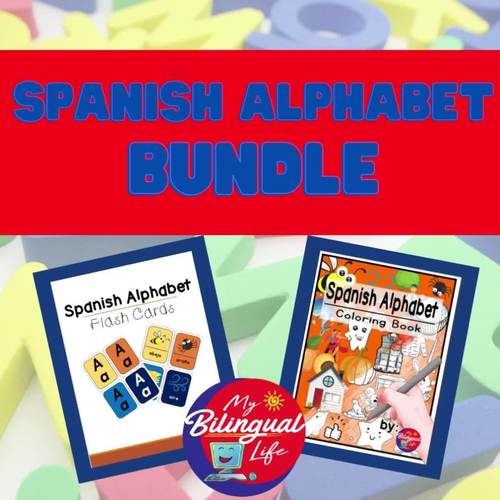 Spanish Alphabet Letters Flashcards & Coloring Book Worksheets Word ...
