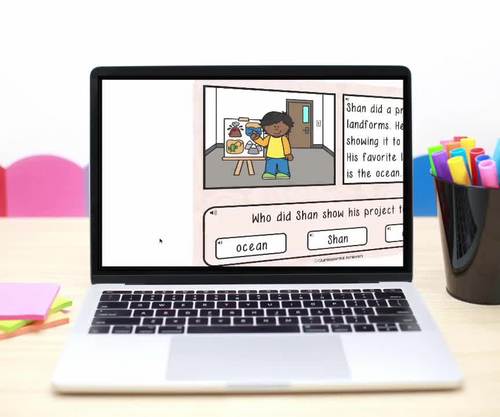 WH Questions Short Passages Boom Cards - Reading Comprehension Audio 7b