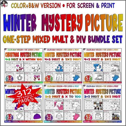 One-Step Mixed Mult & Div Bundle Set — Winter Mystery 2-4 Digit & X ...