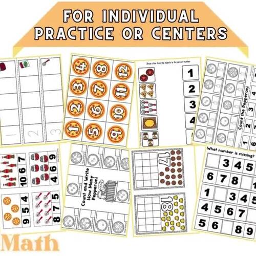 Pizza Literacy and Math Centers and Worksheets by Pink Flamingo Learning
