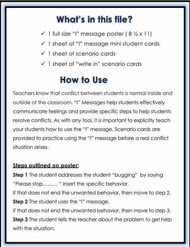 "I" Message- Conflict Resolution by DogGoneGood4Kids | TPT