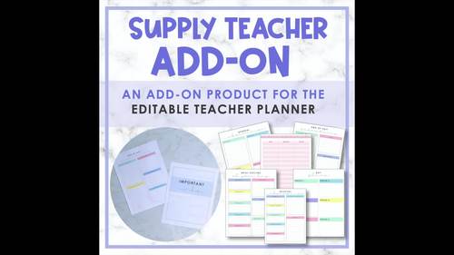 Supply Teacher Add-On | Editable Teacher Planner by Parfaitement Parnell