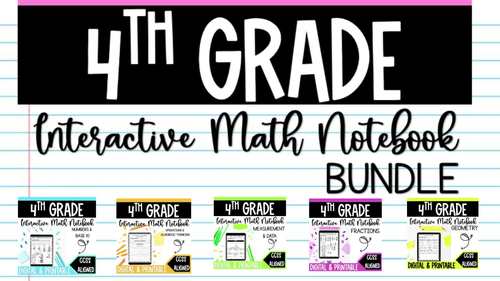 Math Interactive Notebook 4th Grade BUNDLE | Digital and Printable