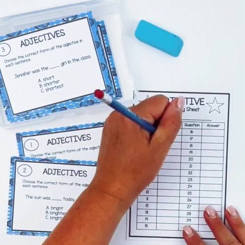 Comparative and Superlative Adjectives Task Cards | TPT