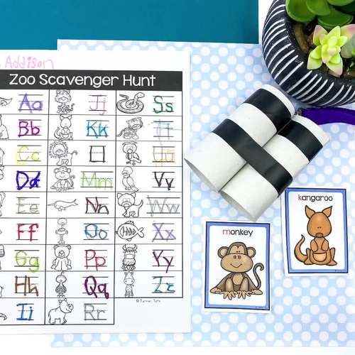 Alphabet Zoo Map - Letter Matching, Blocks Center, and Writing Activity