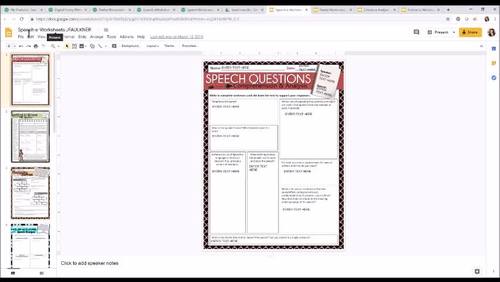 Speech eWorksheets, Digital Graphic Organizers, Google Drive by Julie ...