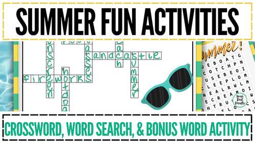 Last Day of School Word Search & Crossword Puzzle Printable Fun Summer ...