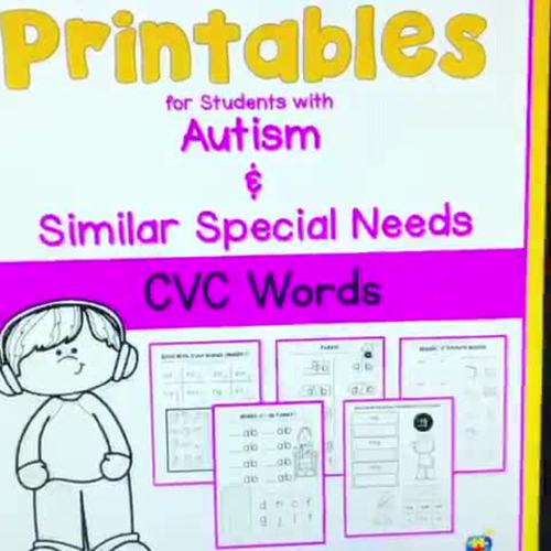 Phonics Reading Skills Printables for Students with Autism – CVC Words