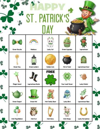 St. Patrick's Day Bingo Activity | 30 Unique Cards | Lucky Classroom ...