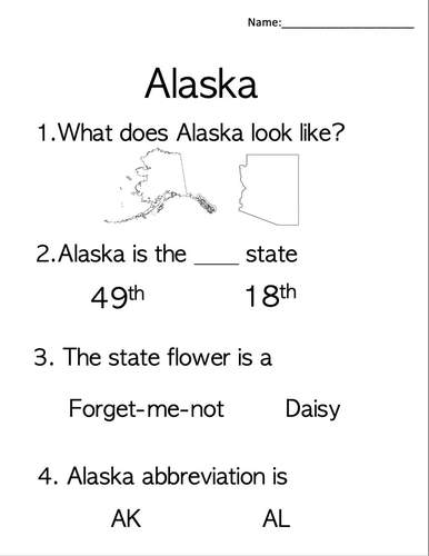 Alaska Activities, 50 States, Special Education by allabout SPED