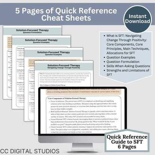 Solution Focused Therapy Questions Cheat Sheets, Reference Sheets for ...
