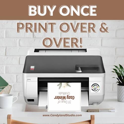 31 Days of Cozy Winter Gratitude Journal Digital Printable Writing Activity