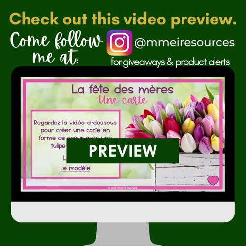 La fête des mères | Tableau de choix | Mother's Day French Choice Board