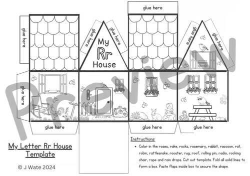 Alphabet Crafts 3D House Worksheets Letter R Activities & R Letter ...